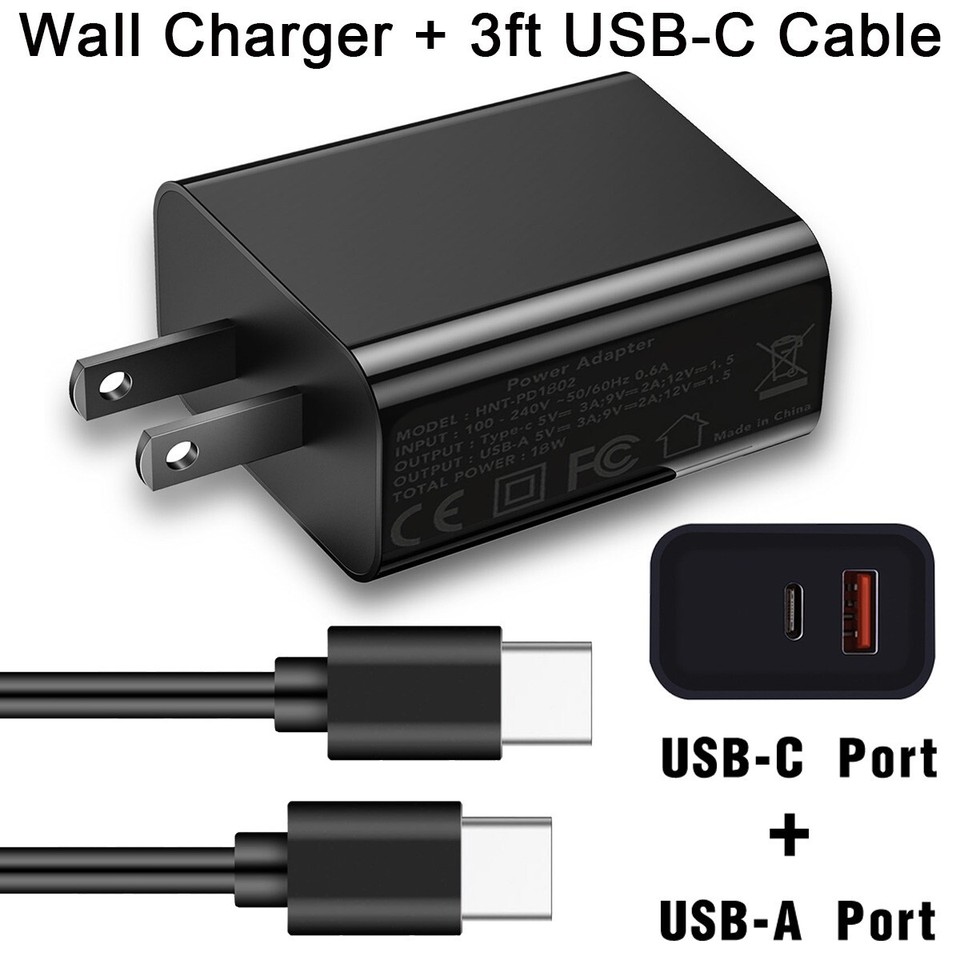18W USB-C Fast Wall Charger + 3ft Charging Cable for Samsung A71 A51 ...