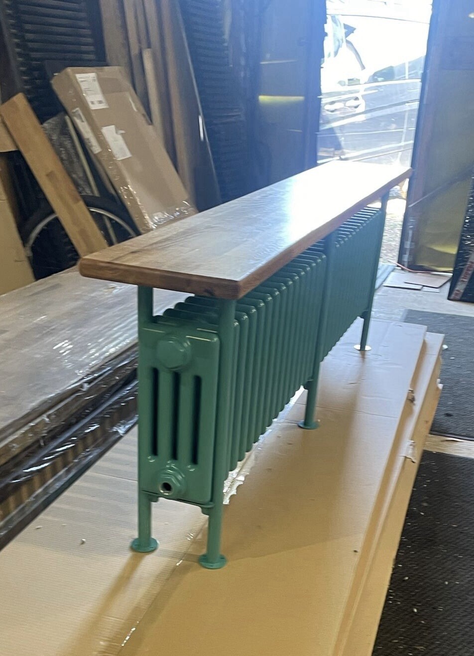 Column Designer Radiator Mint Turquoise With Oak Bench 550/1600/240 ...