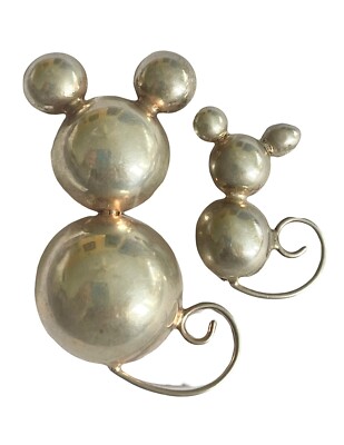 vintage sterling silver mouse brooch set with gilded neck rings. very ...
