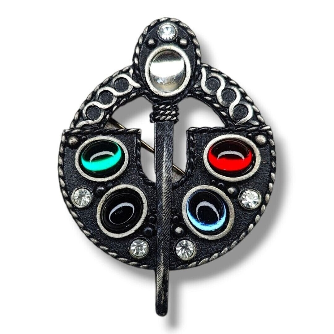 Vintage Brooch Cloak Cape Kilt Pin Round Celtic Scott… - Gem