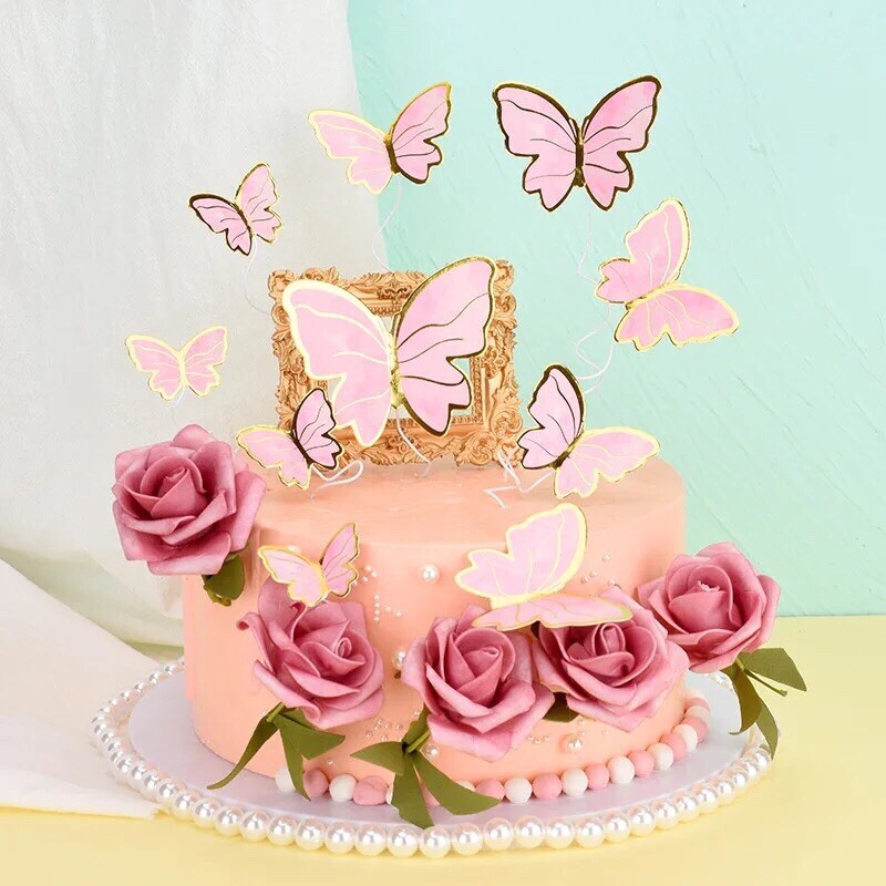 10 Pcs Butterfly Cake Topper Set, Butterfly Cake Decorations, 2D ...