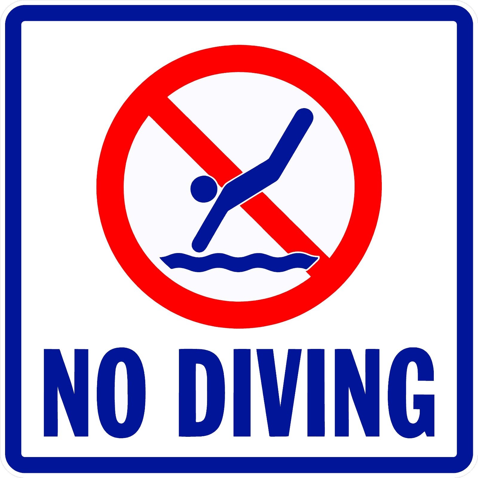 #4593P (1) 8" No Diving Pool Decal Sticker LAMINATED | eBay
