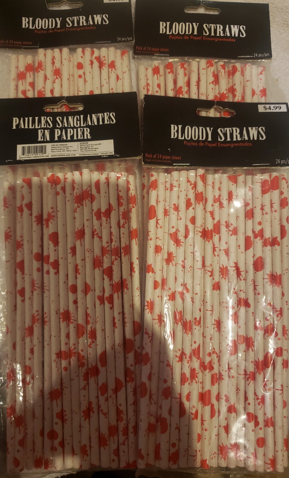 Lot Of 4-Bloody Straws Blood Soaked Sipping Halloween Party Decor ...
