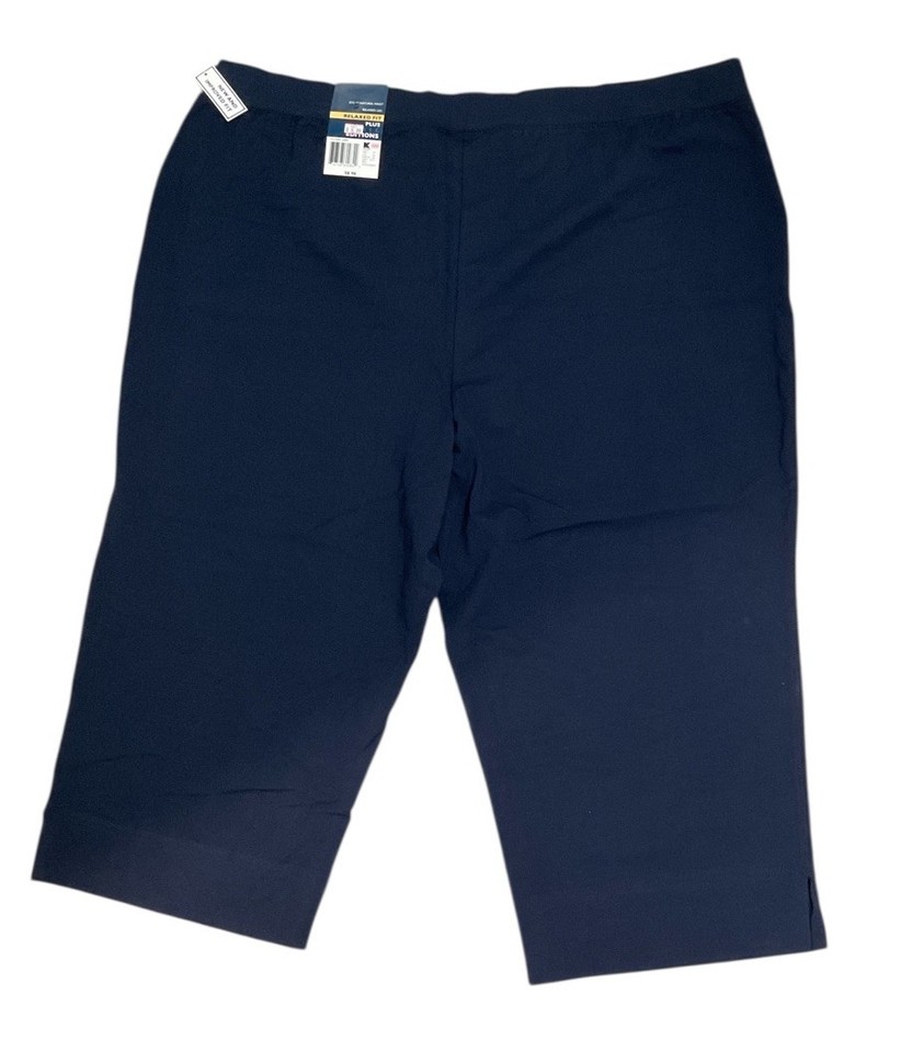 Basic Editions Pull On Soft Cotton Knit Capri Pants Womens Plus 2X Navy Blue NWT | eBay