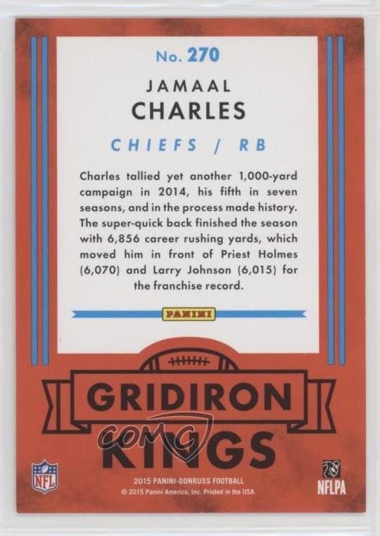 2015 Panini Donruss Gridiron Kings Press Proof Gold /10 Jamaal Charles #270 | eBay