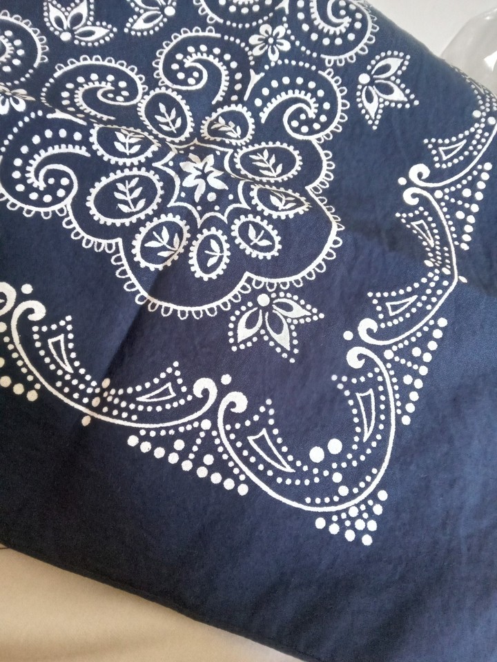 Fast Color Navy Blue Bandana Elephant Trunk Neckerchief Made inUSA 25.5 ...