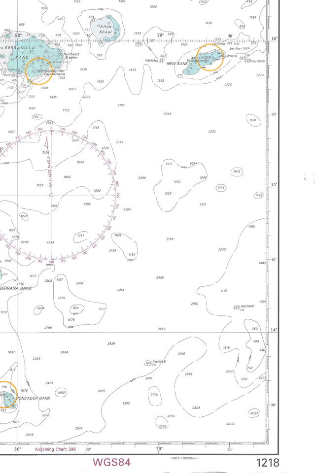 1218 Cuba Miskito Bank Caribbean Sea Chart Map Maritime Nautical Paper ...