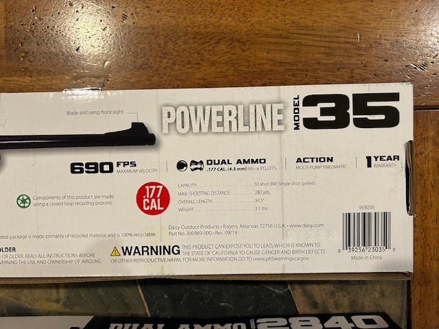 2 Daisy Powerline Rifles, Models 35 and 2840 .177 BB+ Pellet - BOTH ARE ...