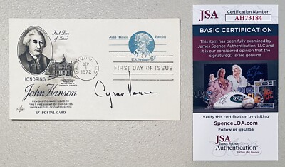 Cyrus Vance Signed Autographed 3.25 x 5.5 Card JSA Secy of State Jimmy ...