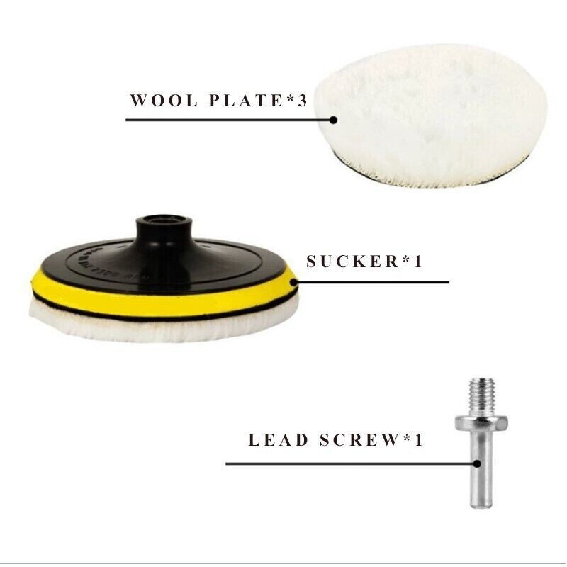 5PCS 6" Buffing Polishing Pad Wool Wheel Mop Kit For Car Polisher Drill ...