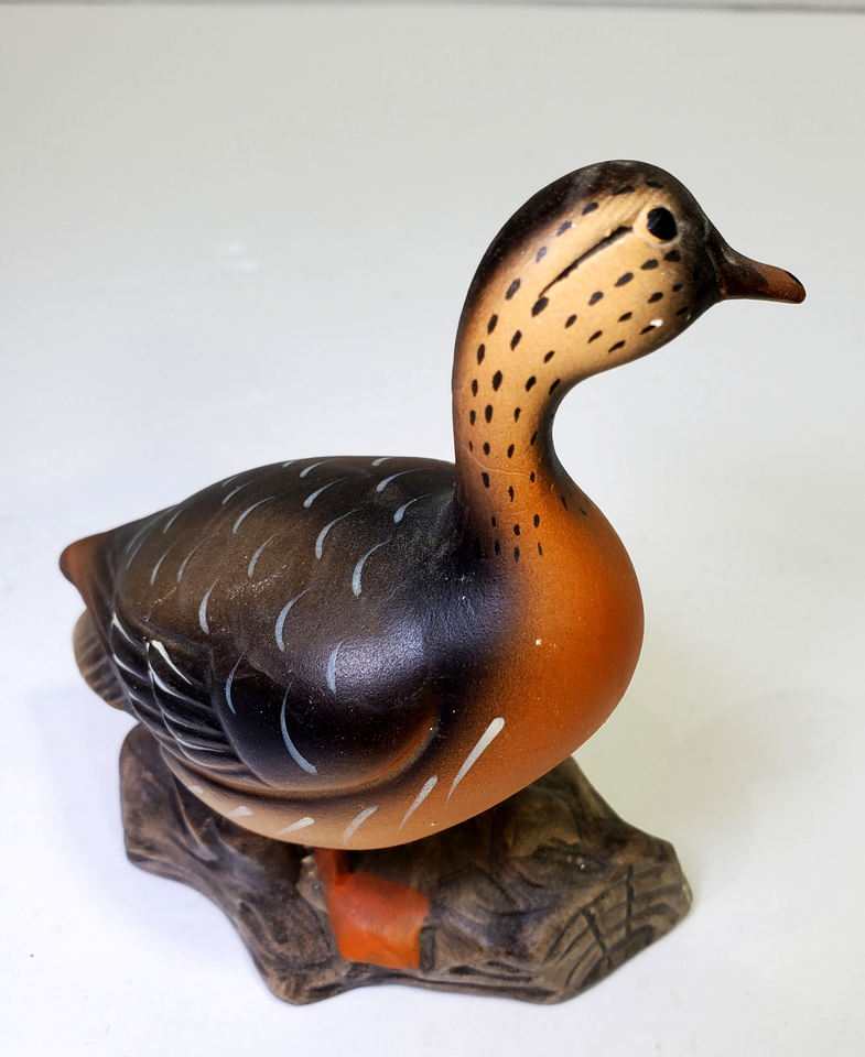 2 Vintage Enesco Porcelain Wood Duck Black Duck Figurines Stading on ...