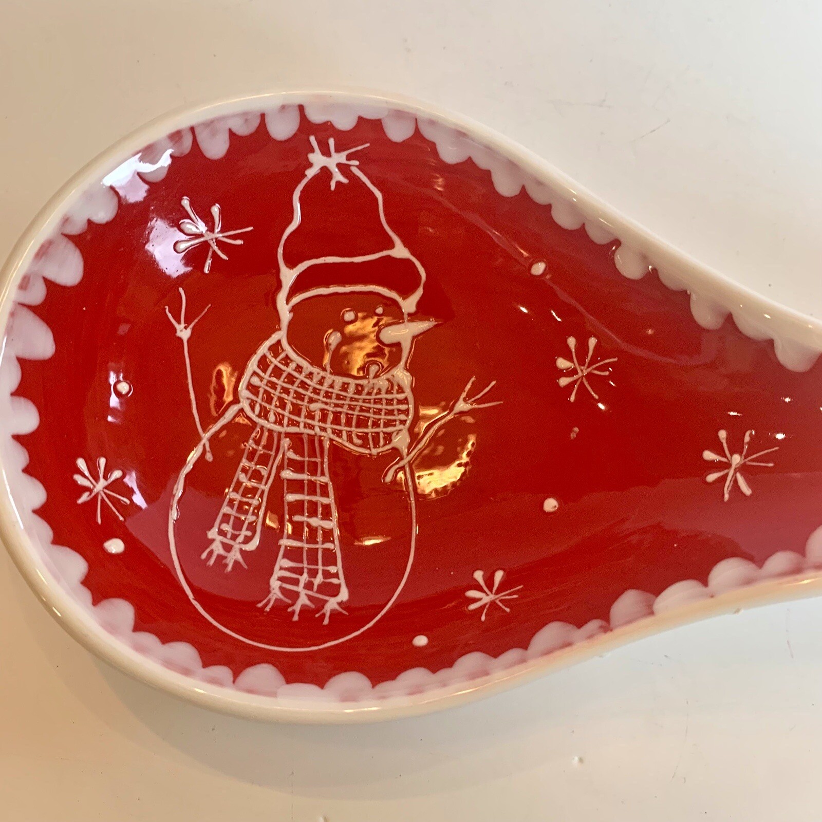 Snowman Spoon Rest Hausen Ware Red White Christmas Holiday Ceramic | eBay