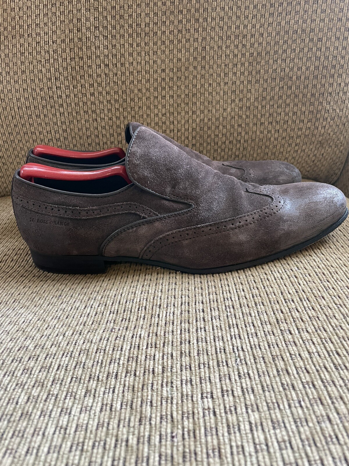 Men’s Hugo Boss Orange Label Chocolate Brown Suede Sl… - Gem