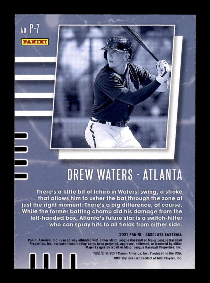 2021 Panini Absolute Prospects Drew Waters #P-7 Atlanta Braves Baseball ...