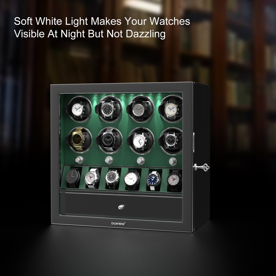 New Compact LED Automatic 8 Watch Winder With 6 Watches Display Storage ...