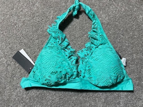 Kenneth Cole Reaction Bra Womens L Halter Removable Pads Stretch Lace ...