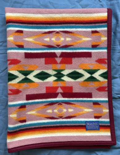 Pink Pendleton Beaver State Wool Blanket 42"x32'' | eBay