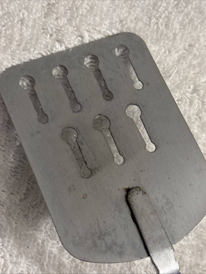 Vintage Ekco Short Keyhole Slotted Spatula Turner 9.5" Chromium Black ...