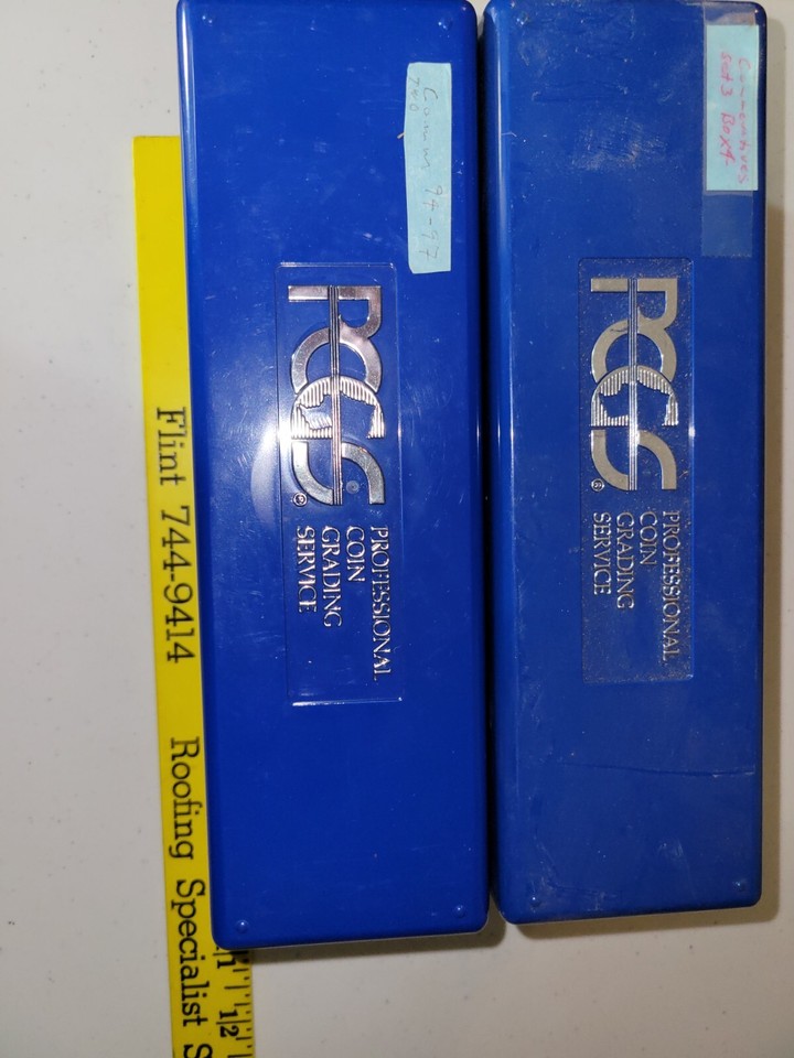 (2) Two PCGS Professional Coin Grading Service Blue Coin Boxes Holds 20 ...