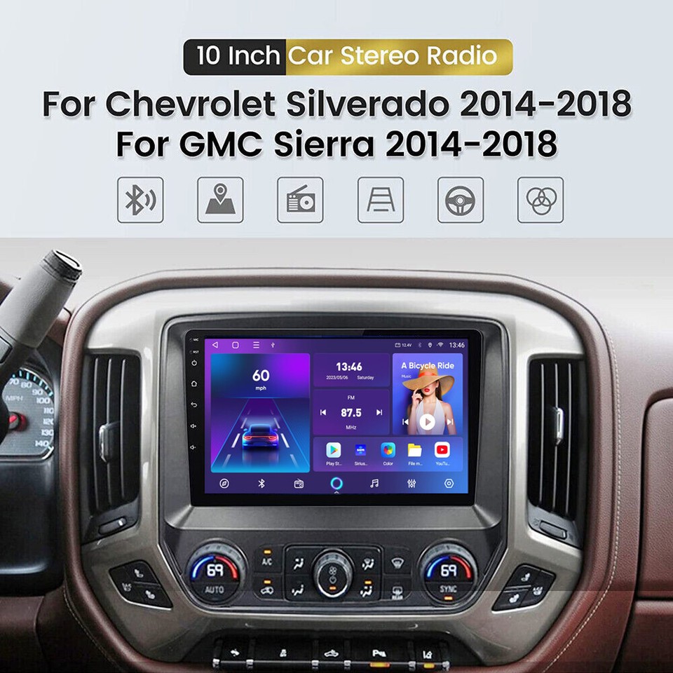 For 2014-2018 Chevy Silverado GMC Android 13 Car Radio Apple CarPlay ...