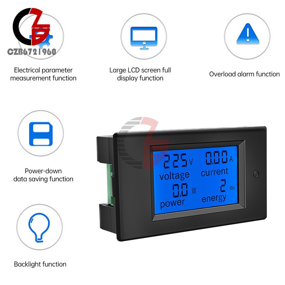 AC 20A 63A 100A LCD Panel Meter Monitor Watt Kwh Power Energy Voltmeter ...