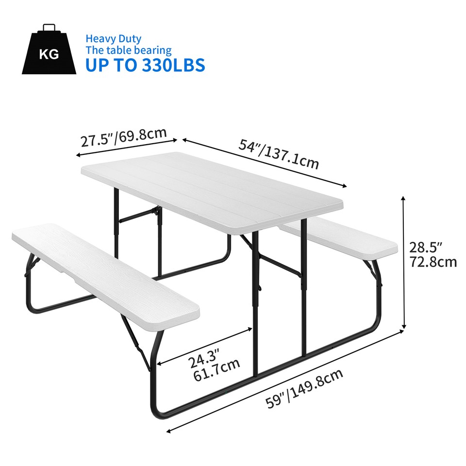 Picnic Table Bench Heavy Duty Picnic Bench Resin Tabletop Outdoor Table ...