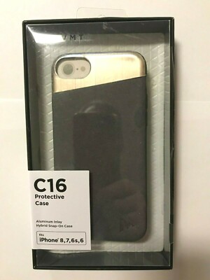 I PHONE 6 6S 7 8 PROTECTIVE CASE C16 BLACK & ALUMINUM INLAY | eBay