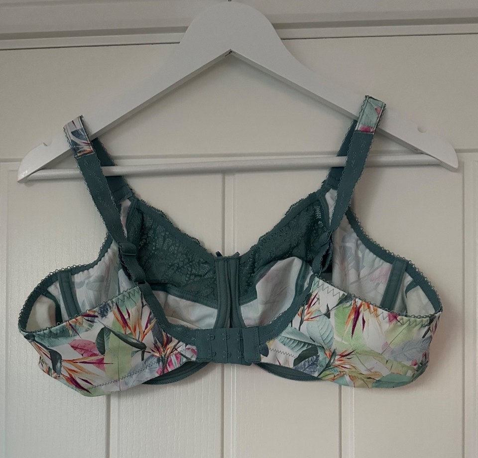 Elomi Mariella Bra Size 40DD Green Tropics Underwired Full Cup Side ...