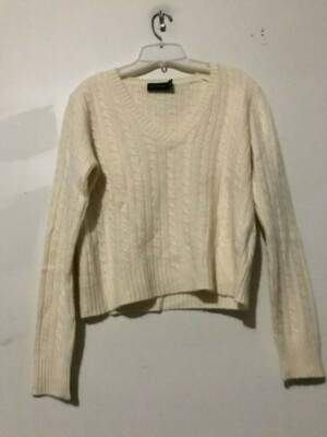 The Limited Size M Cashmere Wool Angora Rabbit Hair Cream Sweater Women ...