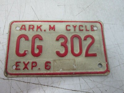 Arkansas Motorcycle License Plate Exp. 6 | eBay
