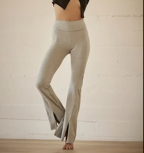 Free People Movement Heather Grey Hot Shot Kick Flares Front Slit Pants ...