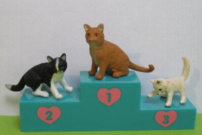 vtg PUPPY IN MY POCKET DOG 1st PLACE WINNERS AWARDS STAND w/3 KITTY LOT ...