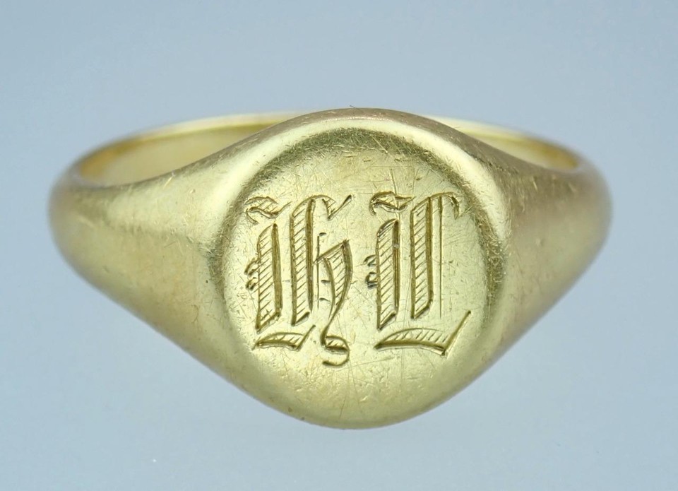 Fabulous Antique Victorian 18K Gold Signet Pinky Ring Initials 'HL ...