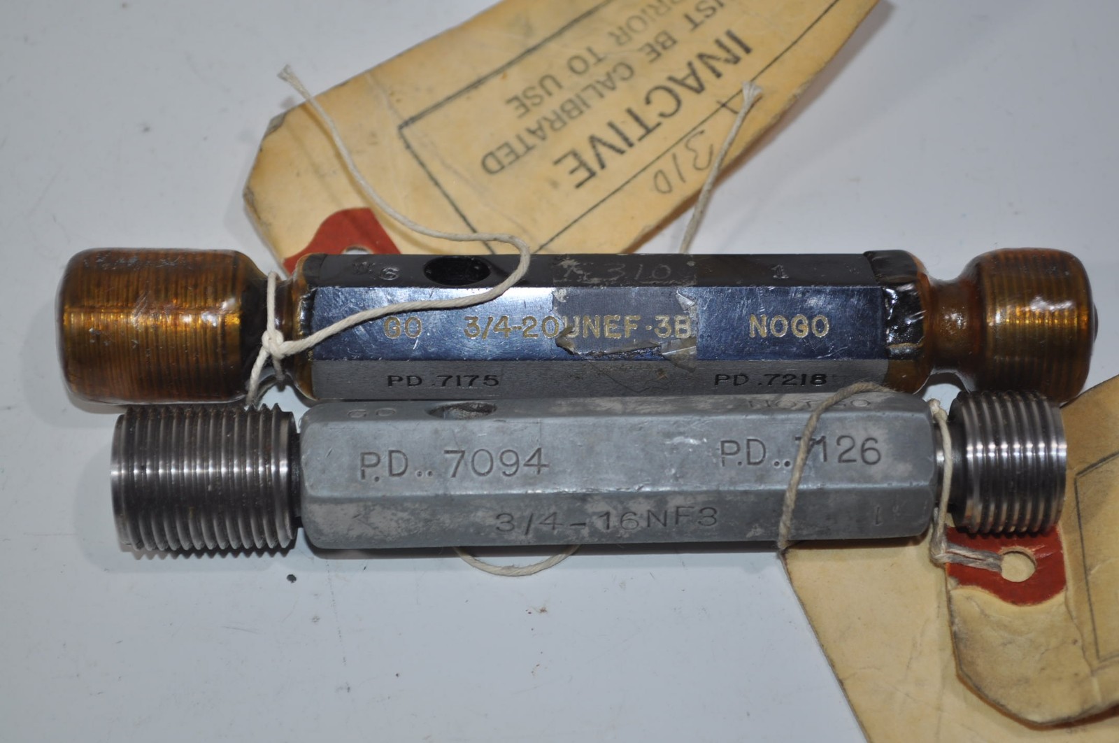 Winter Hanson Thread plug Gage Set LOT 3/4-16NF3 Go .7094 No-Go .7126 ...