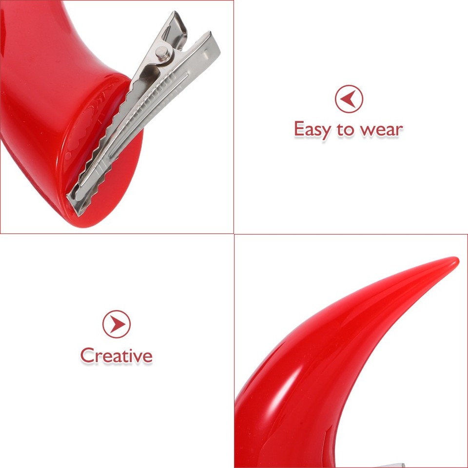 Pair Red Resin Devil Horns Halloween Hair Clips For Women Girls Cosplay ...