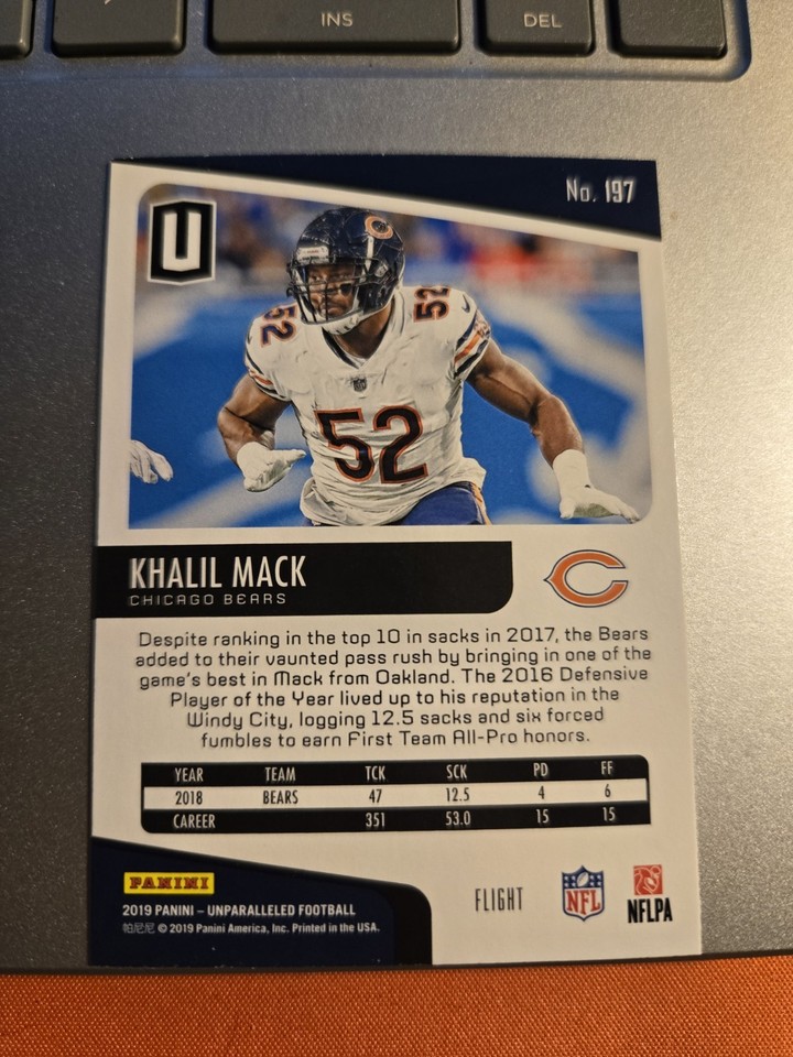 2019 Panini Unparalleled - Khalil Mack #197 Flight | eBay