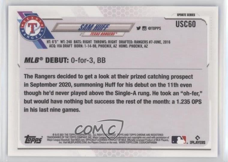 2021 Topps Chrome Update Target Debut Purple Refractor Sam Huff #USC60 ...