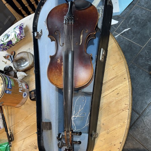 ANTIQUE 19th Century STRADIVARIUS Label VIOLIN Flame Back 26 inch long ...