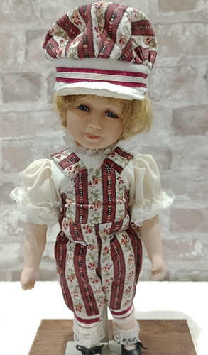 DAS Vintage Porcelain Doll 12" Mathew Hand Painted Germany With Stand ...
