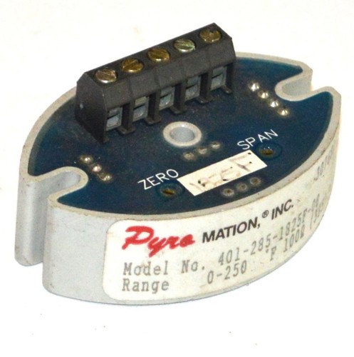 PYROMATION INC. 401-285-1825F-00 TEMPERATURE TRANSMITTER 0-250°F 100 ...