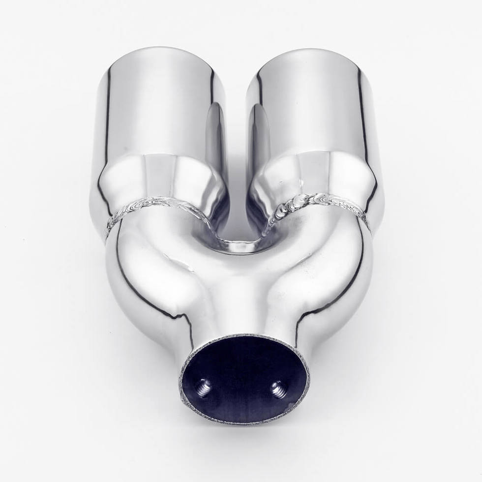 Bolt-on 2 1/4 inch Inlet Dual 3 inch Outlet 10 Long Stainless Steel ...