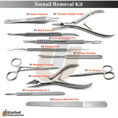 Basic Toenail Removal Set Podiatry Nail Surgery Tools Kit Nails ...