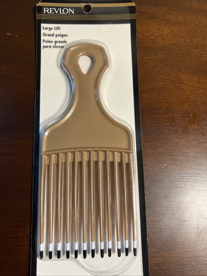 Vtg 1999 REVLON Pick Comb Large Lift Volumizing RV2511 Gold NOS Made in ...