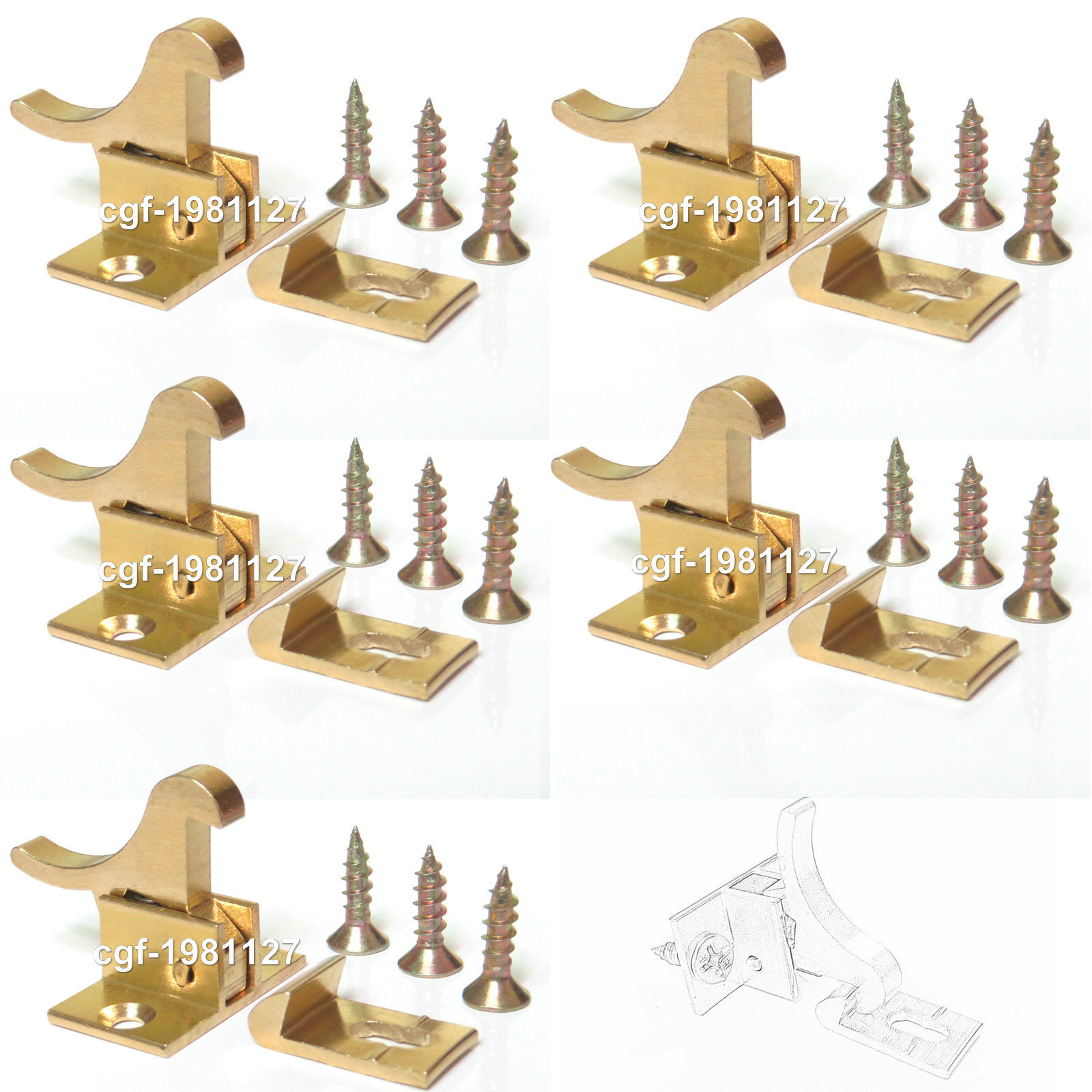 5 Extra Heavy Duty Elbow Latch Cabinet Door / Window Catch - Brass ...