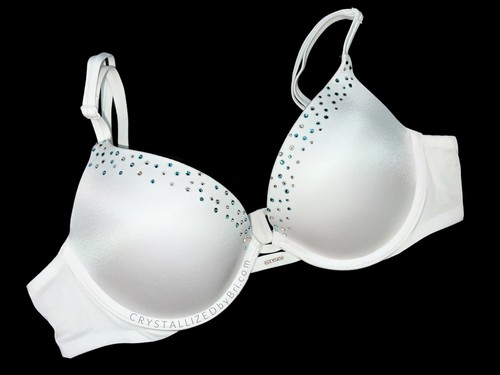 Bling Victoria's Secret AUSTRIAN CRYSTALS Push Up Bra White Bride ...