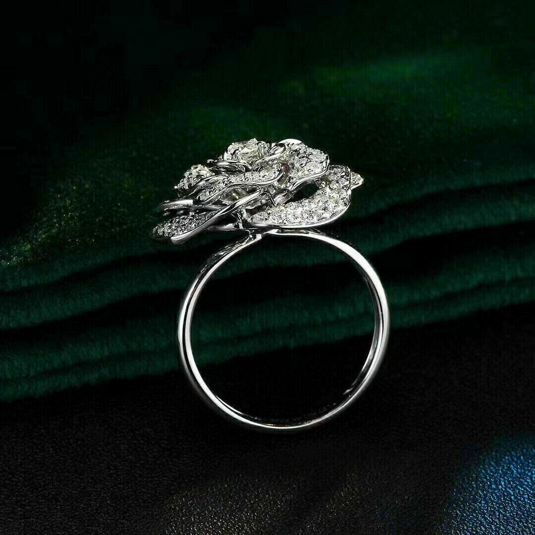 3Ct Round Lab Created Diamond Women's Wedding Ring 14K White Gold ...