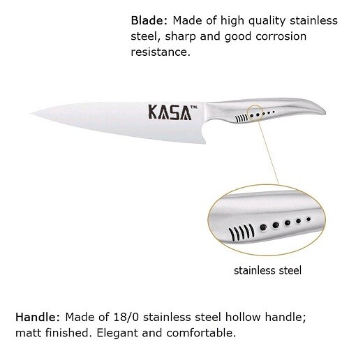 Kasa Cooking Hollow Handle Sharp Blade Kitchen Chef's Knife 3.5 ...