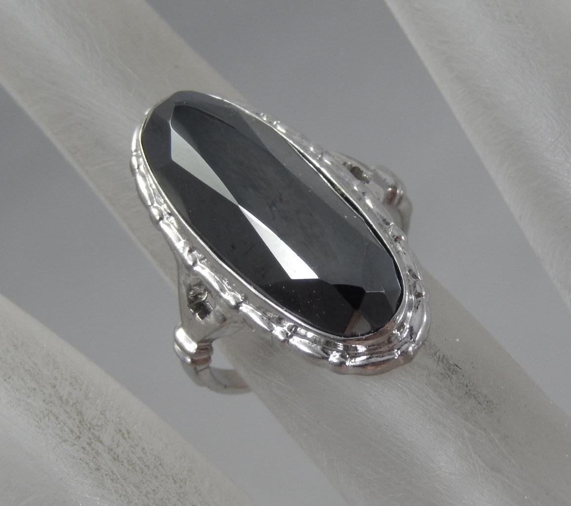 Vintage Solid Sterling Silver Uncas Hematite Cocktail Ring Sz 4 925 F1790 | eBay