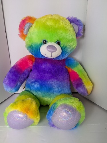 Build a Bear Tie Dye Rainbow Teddy Bear Plush Stuffed 17” Sparkly colorful BAB | eBay
