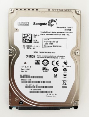 Seagate Momentus 250G 7200 RPM SATA 2.5" Laptop HDD Hard Disk Drive | eBay
